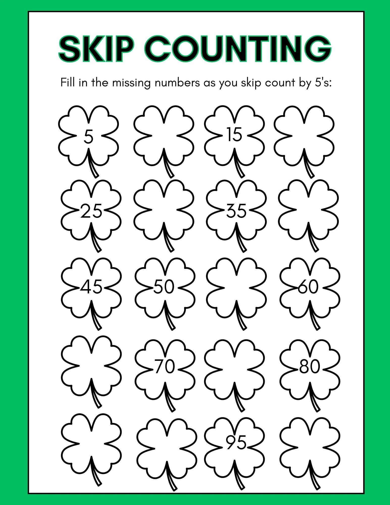 FREE St. Patrick's Day Worksheets for Kindergarten — xoxoerinsmith.com
