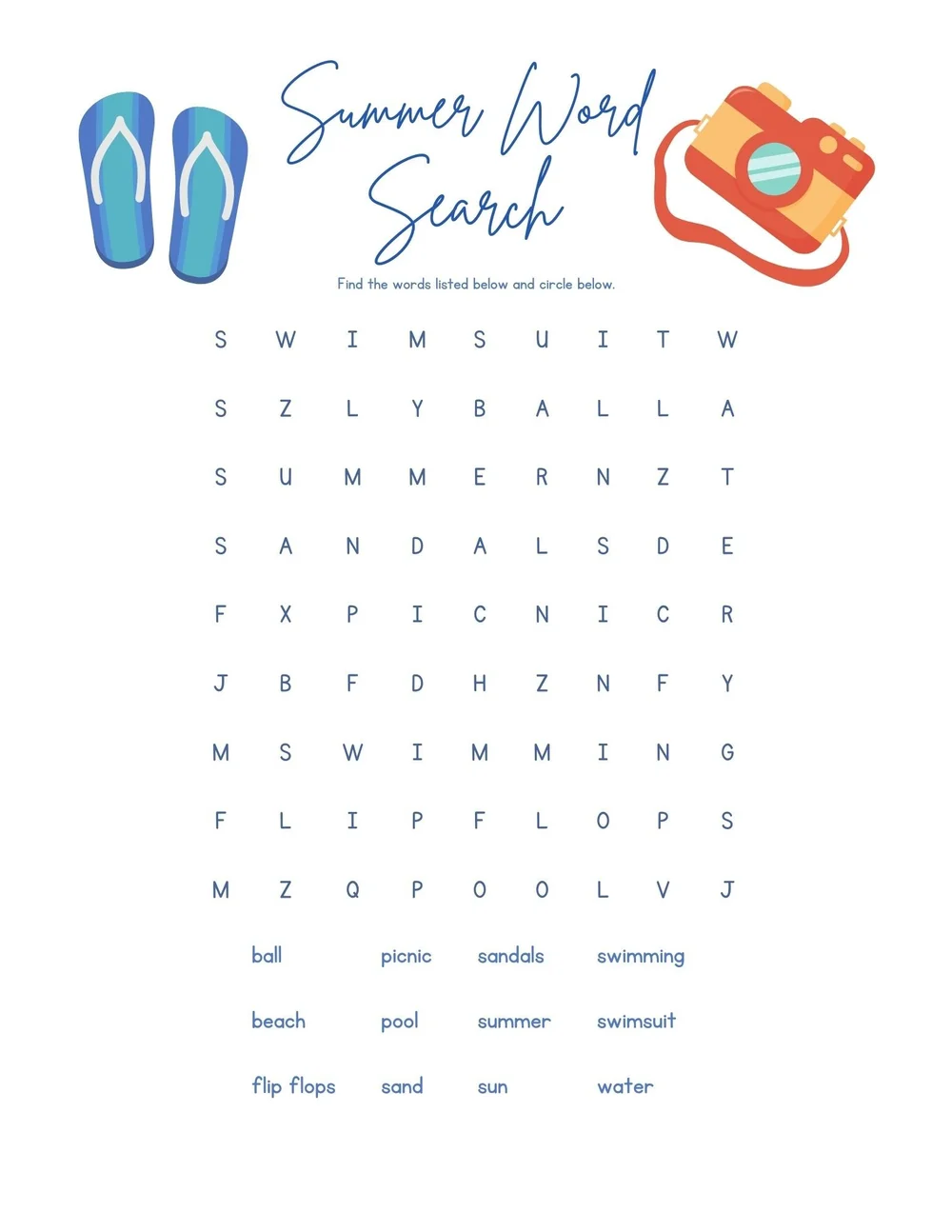 Free, Fun and Easy Summer Word Search Printables for Kids ...