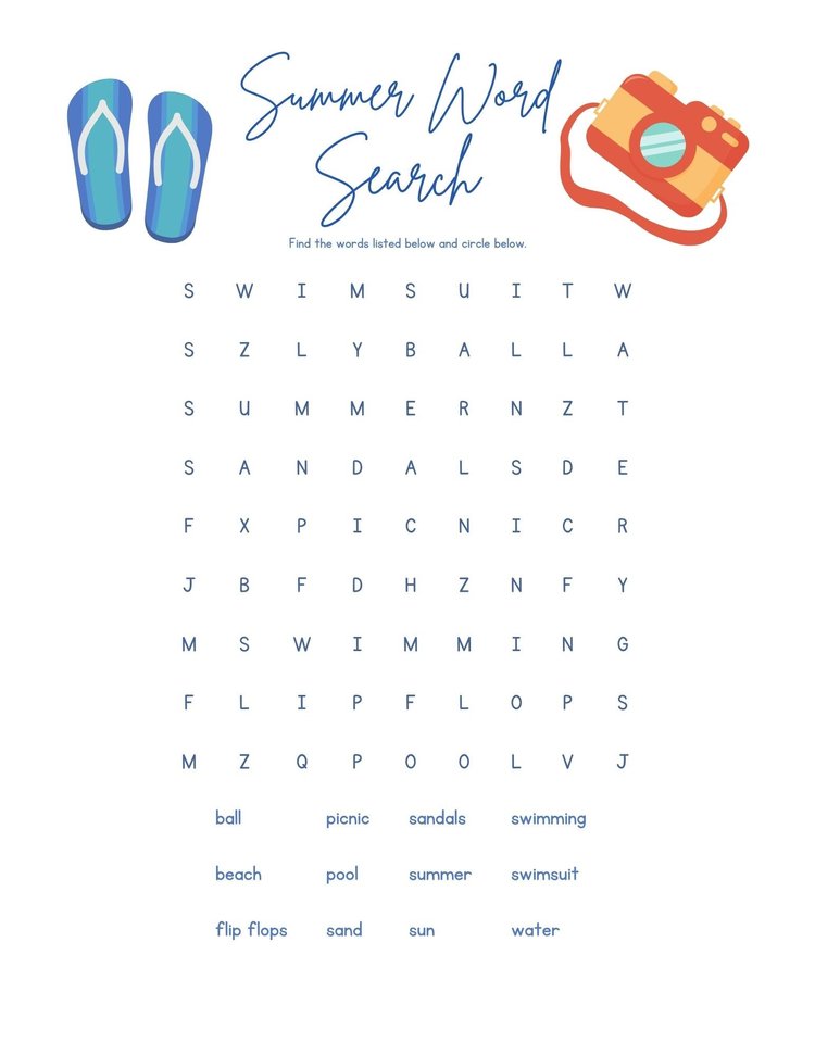 Free, Fun and Easy Summer Word Search Printables for Kids ...