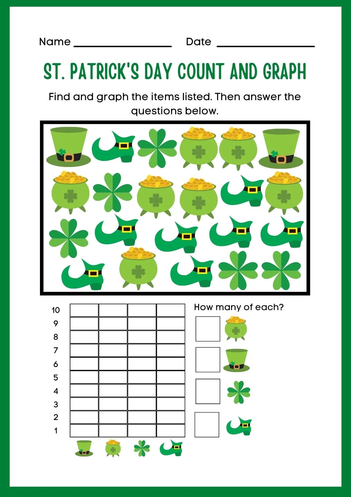 FREE St. Patrick's Day Worksheets for Kindergarten — xoxoerinsmith.com