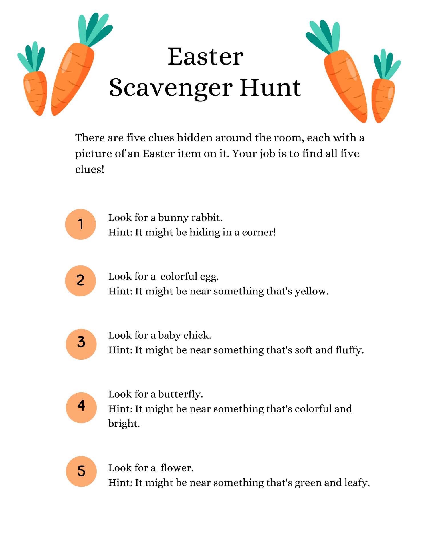 Fun Free Easter Scavenger Hunt Printable and Ideas for Kids ...