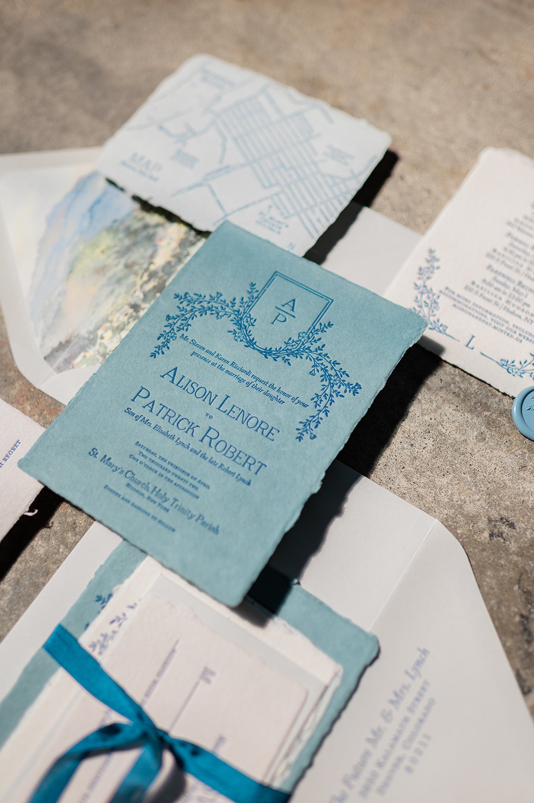 Custom Letterpress and foil printed wedding invitations on handmade ...