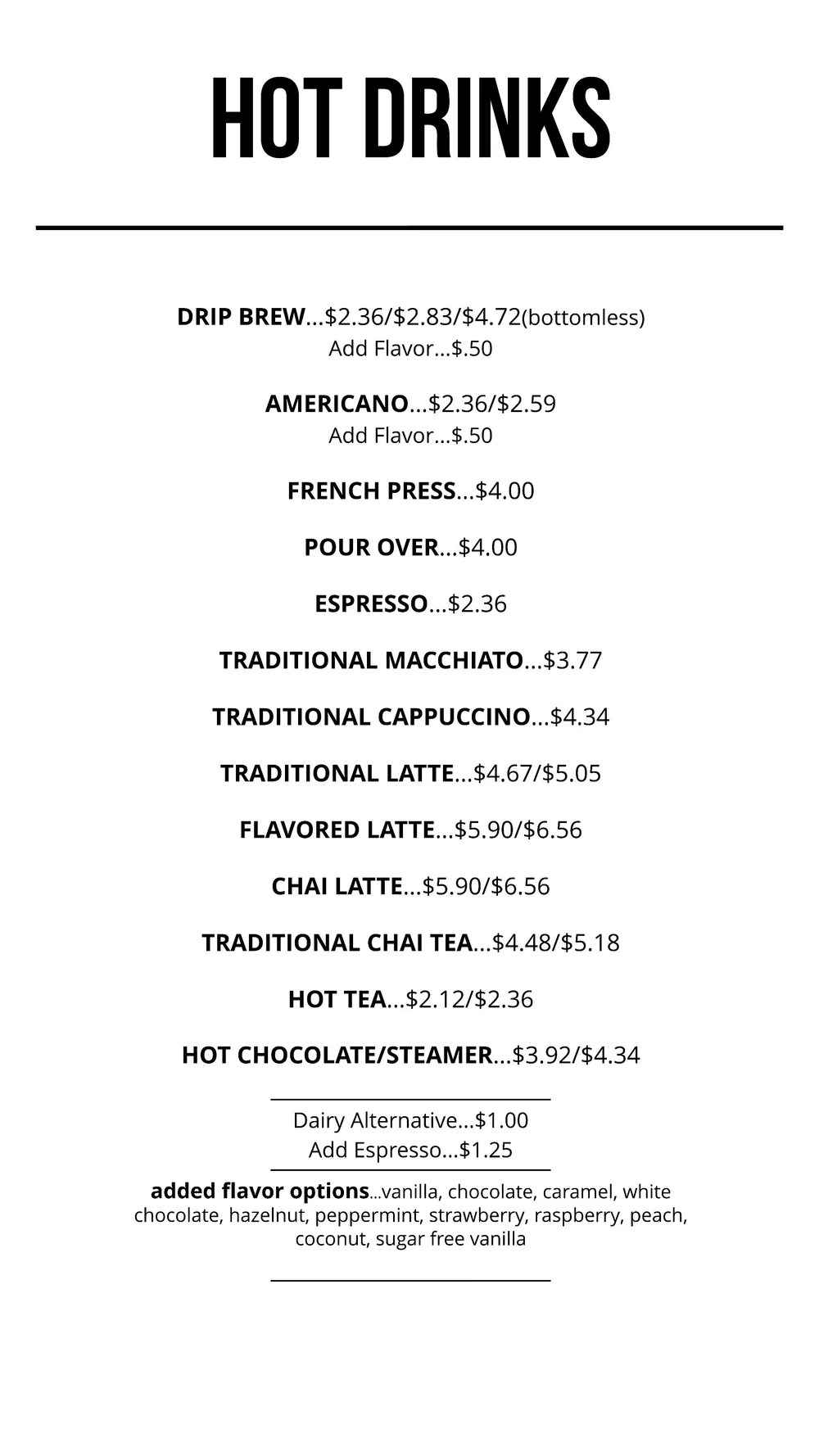 Menu — The Well