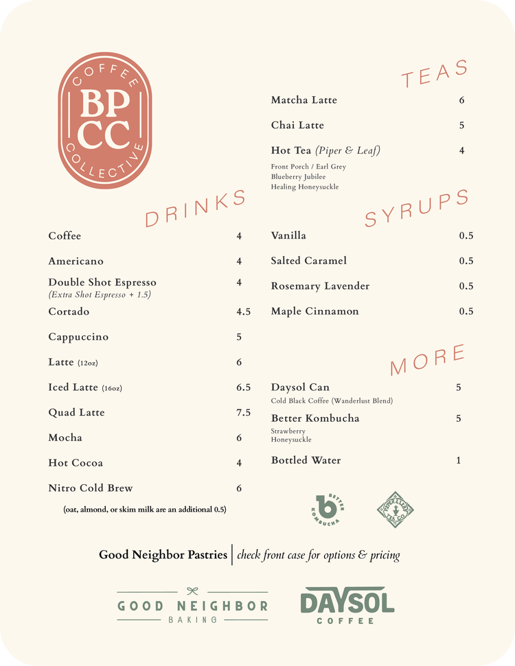 MENU — Daysol Coffee Lab