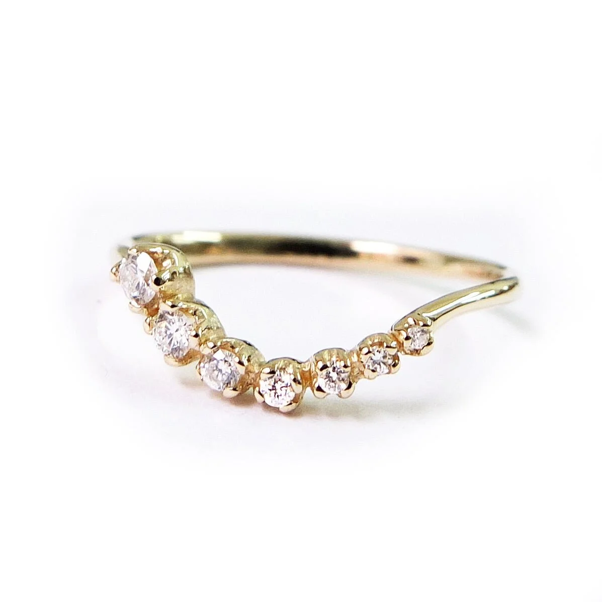 Curved Seven Diamond Ring - R107 — N+A - Handmade Fine Jewelry in NYC
