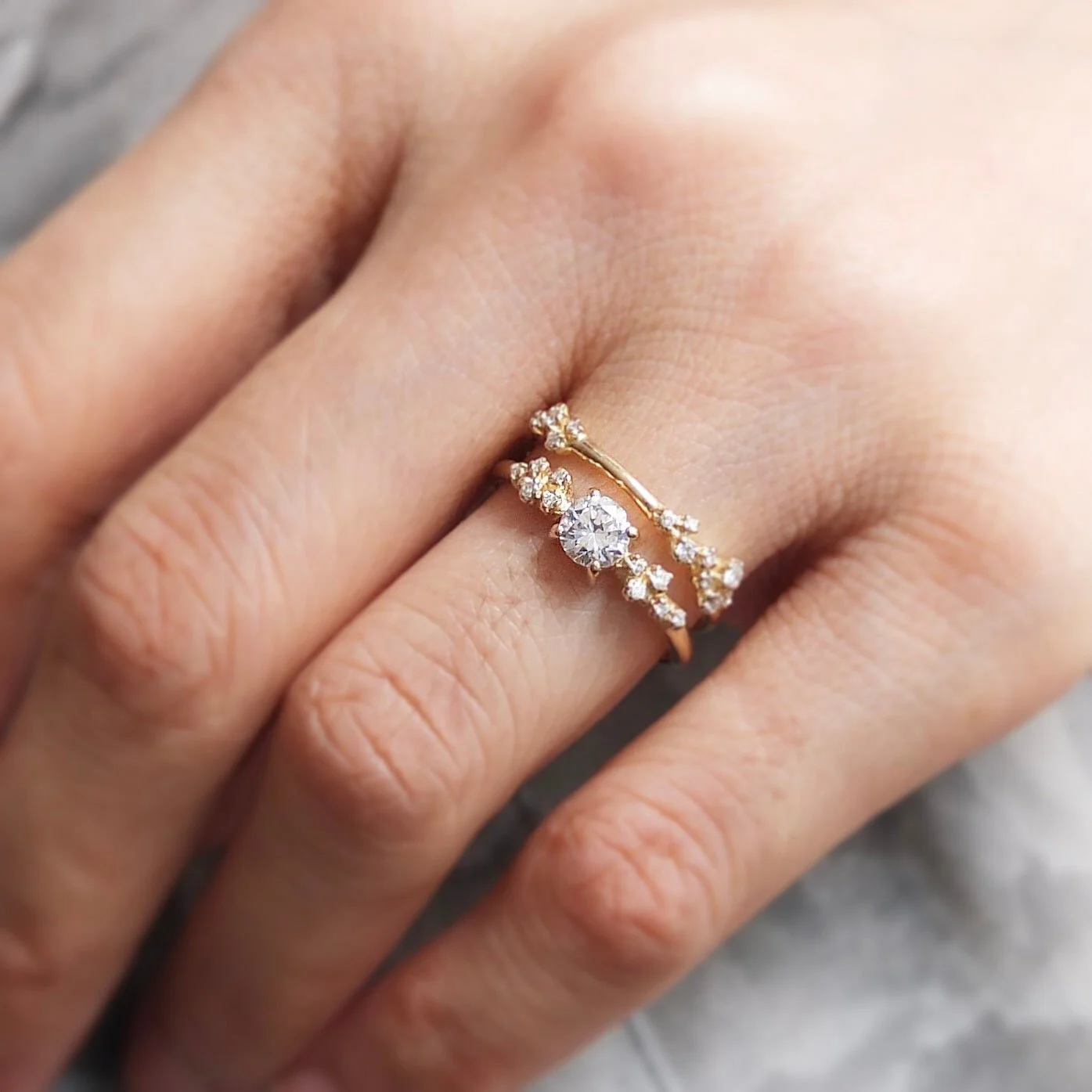 Diamond Cluster Garland Ring - R079 — N+A - Handmade Fine Jewelry in NYC