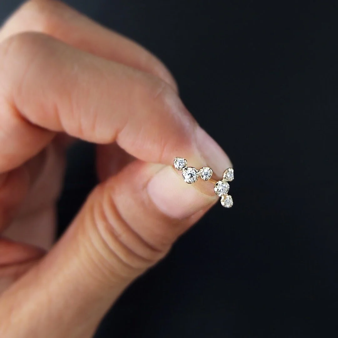 Two Diamond Earrings - E141 — N+A - Handmade Fine Jewelry in NYC