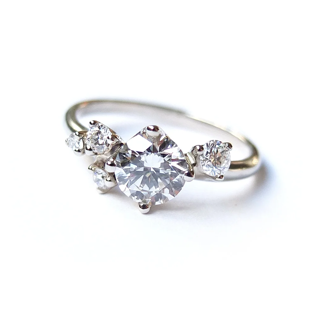 Diamond with Side Cluster Ring 0.7ct Center Stone - R129 — N+A ...