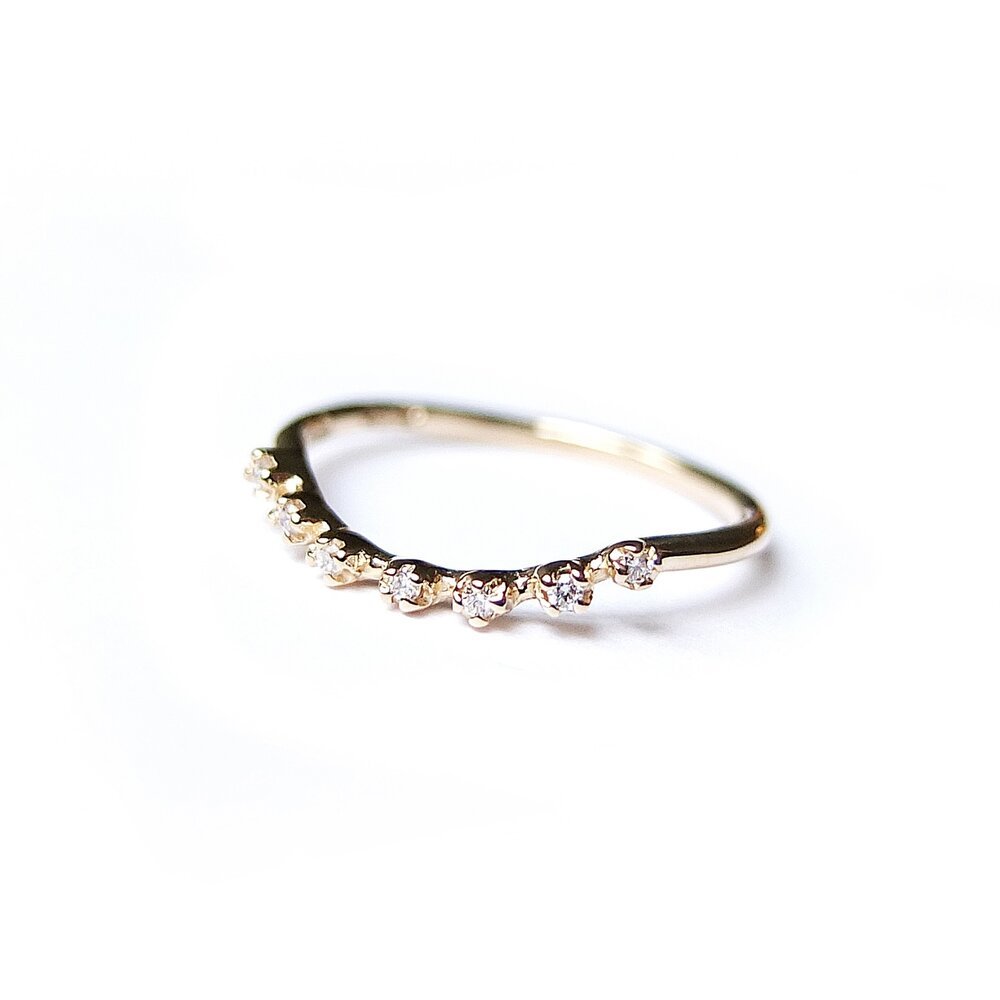 Curved Cluster Ring with Diamond - R147 — N+A - Handmade Fine Jewelry ...