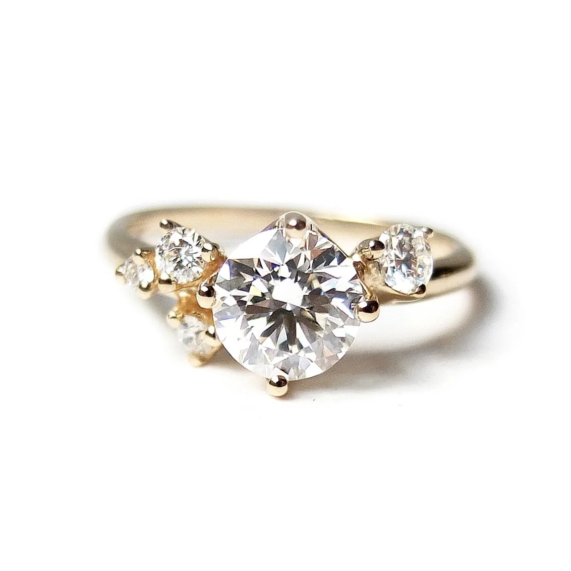 Diamond with Side Garland Ring - R098 — N+A - Handmade Fine Jewelry in NYC