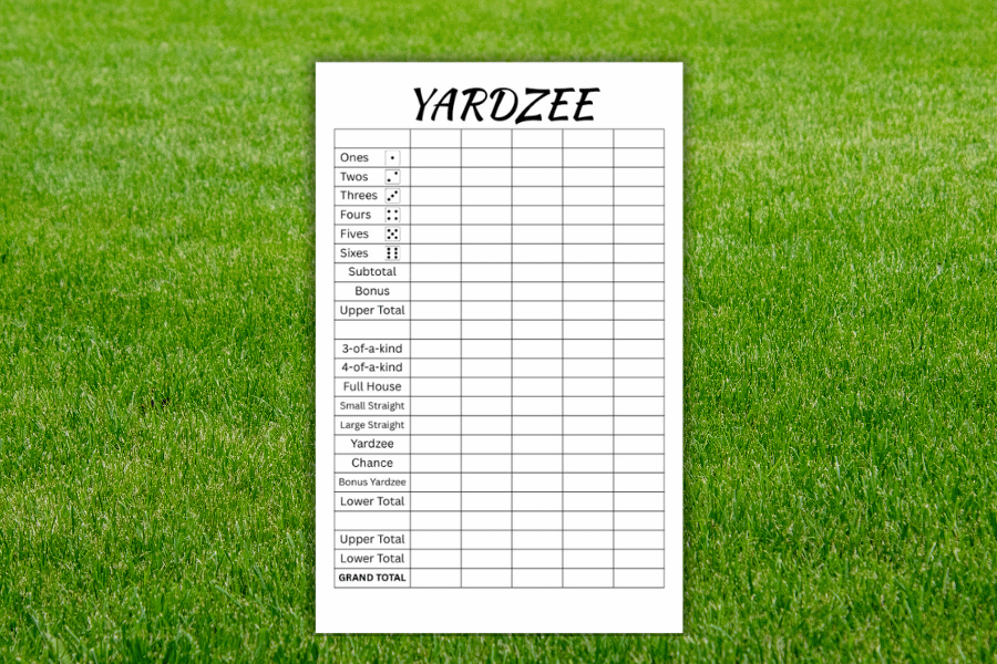 Free Printable Yardzee Score Card — Gather Together Games