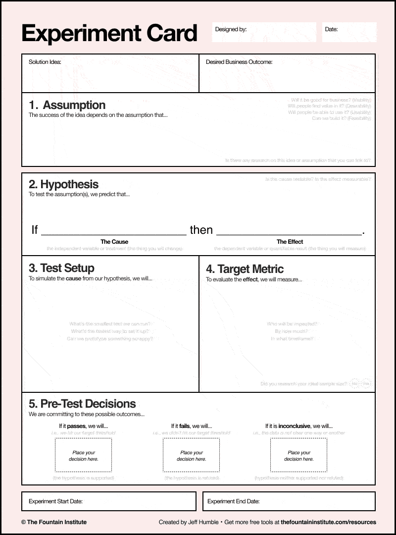 How to Test Assumptions with the Experiment Cards