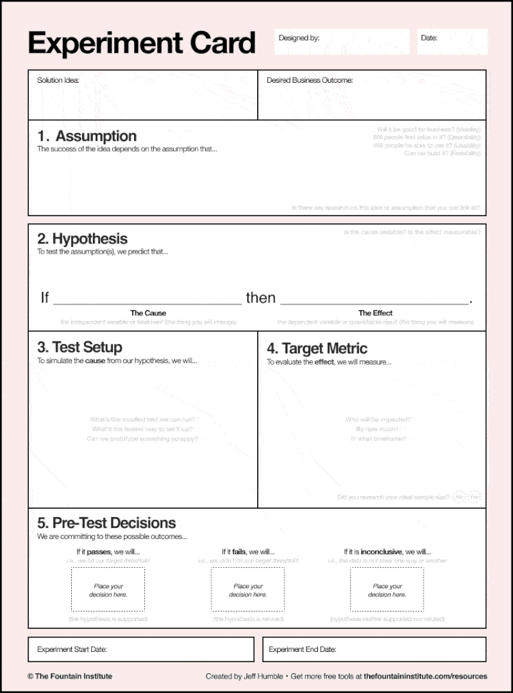 How to Test Assumptions with the Experiment Cards