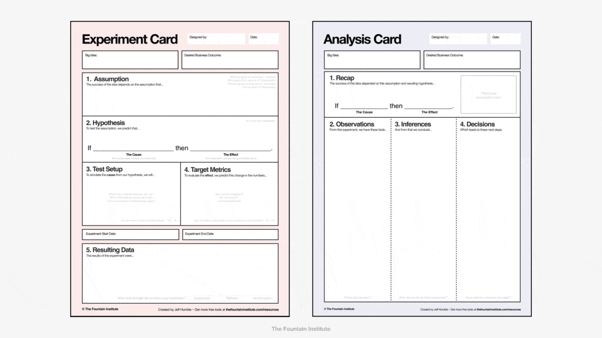 Test Assumptions with the Experiment Cards