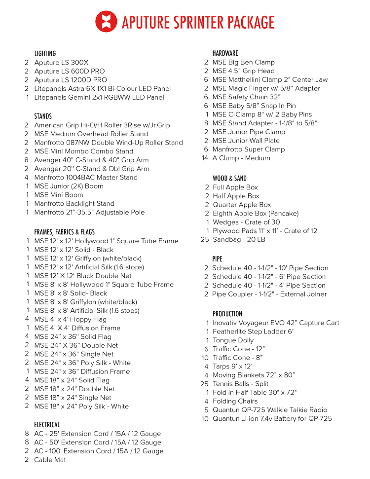 Aputure Sprinter Package Rentals | Toronto | Album Equipment