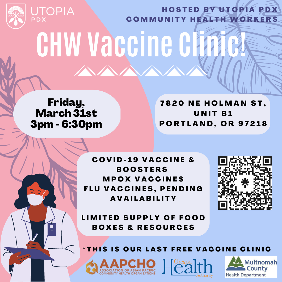 CHW Vaccine Clinic - Transgender Day of Visibility — UTOPIA Portland