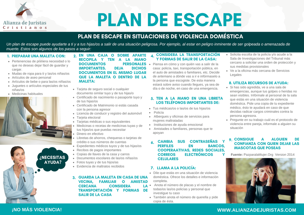 plan de escape para personas en situaciones de violencia domestica — Alianza de Juristas Cristianos