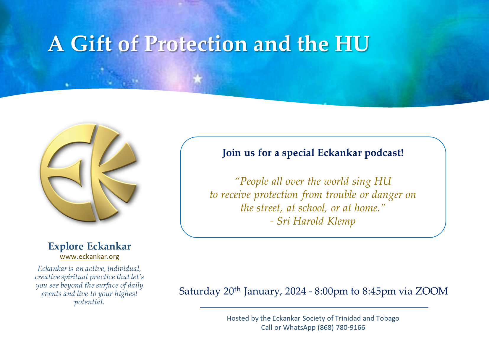 Eckankar Podcast - A Gift of Protection and the HU — ECKANKAR Trinidad and Tobago