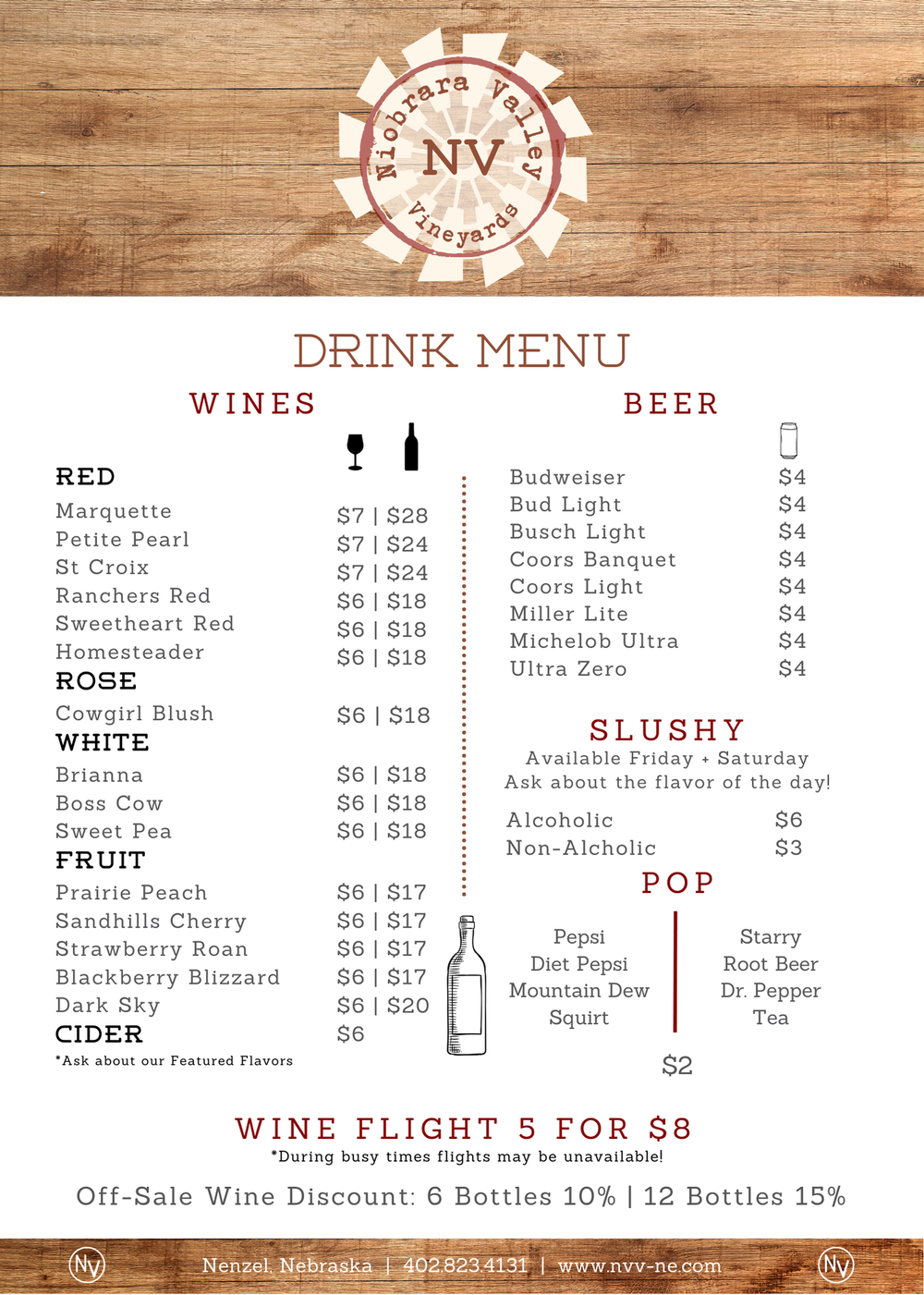 Menus — Niobrara Valley Vineyards