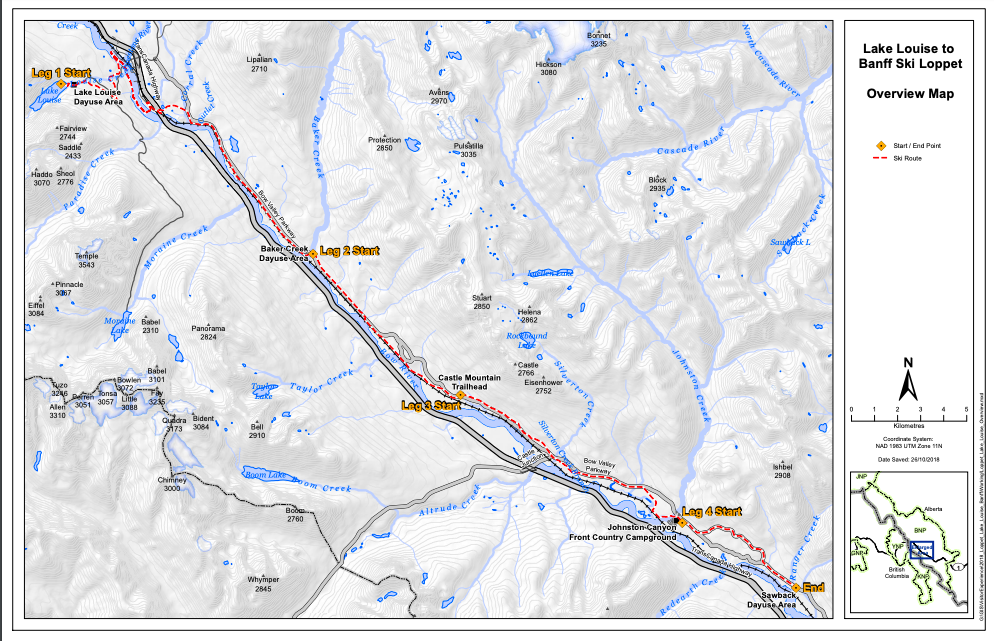 Course Description — Lake Louise to Banff Loppet and Relay