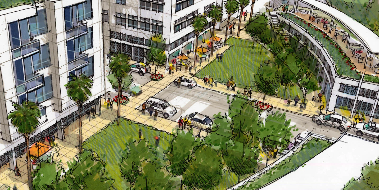 Composite Drawing from SketchUp: Pocket Park — LEGGITT STUDIO