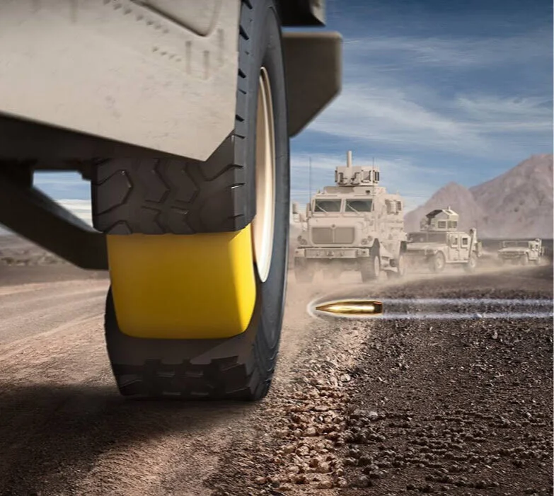 Polyfill airless tyres for military applications