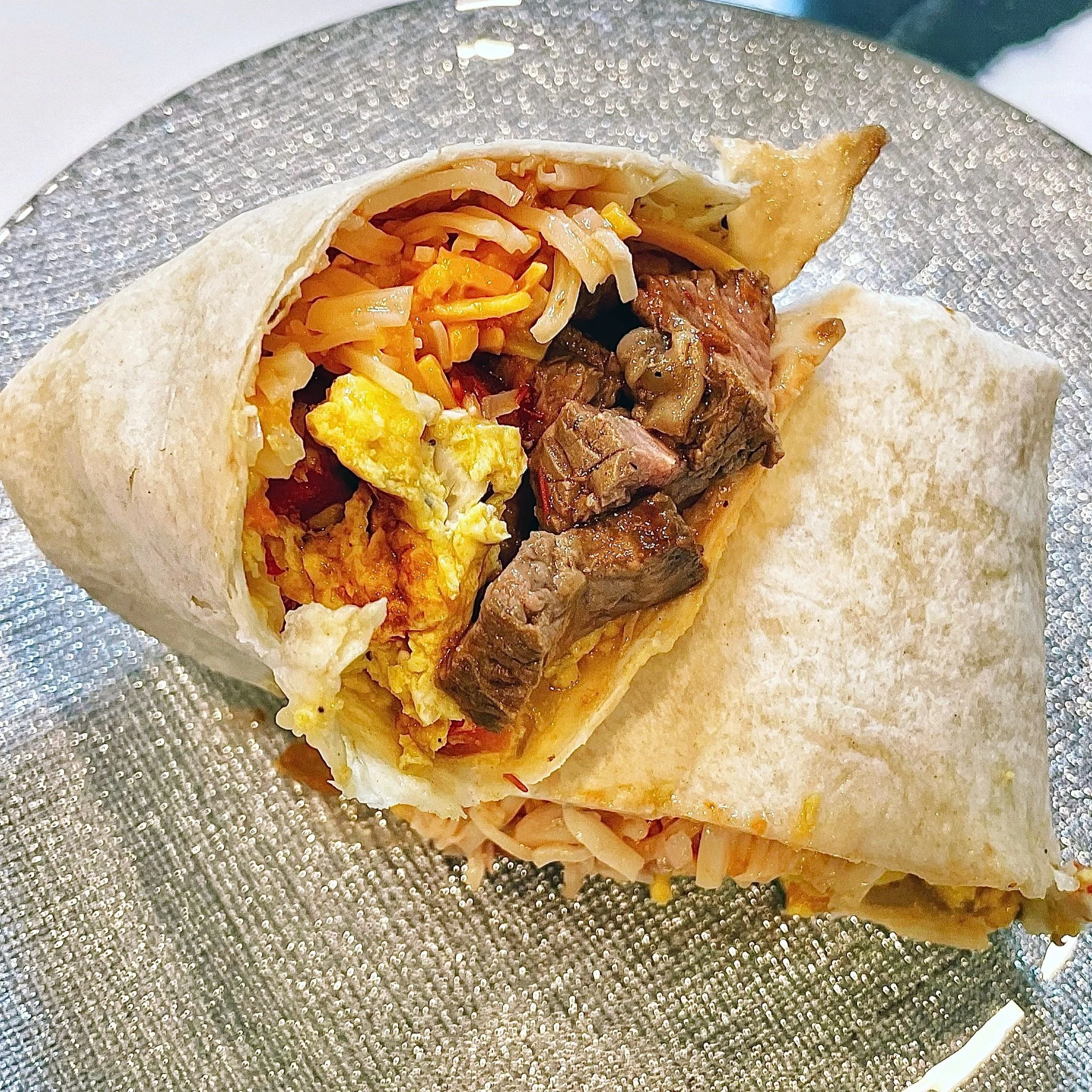 Leftover Steak, Bell Pepper, Egg & Cheese Breakfast Burrito — Food with ...