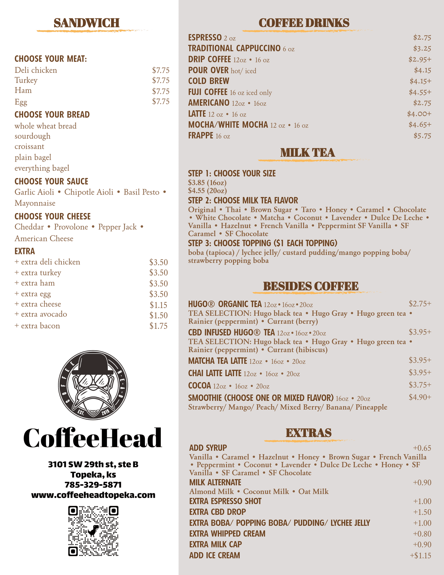 MENU — CoffeeHead