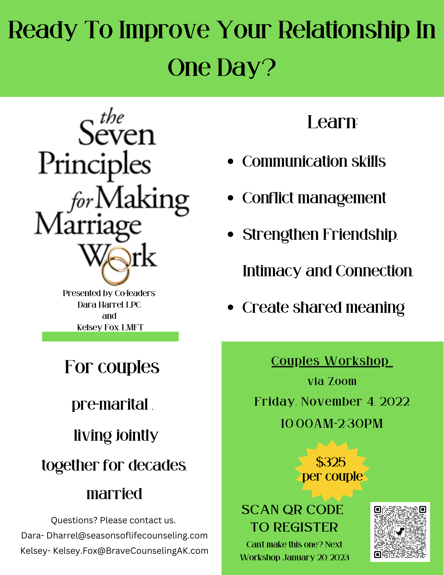 7 Principles for Making Marriage Work Couples Workshop — Brave ...