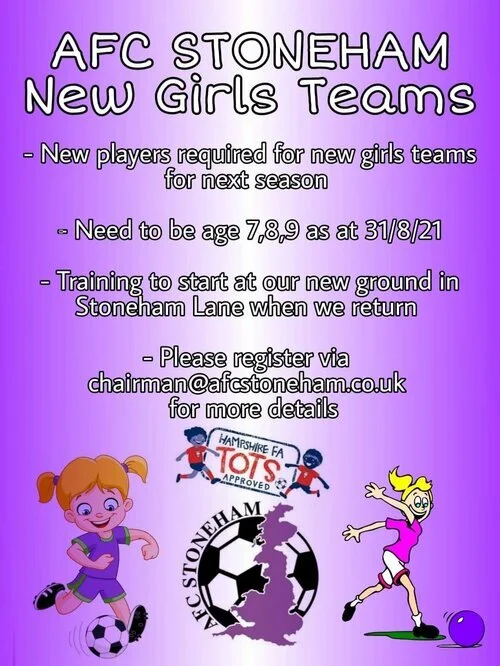 Under 7-10 Girls - New players for next season — AFC Stoneham