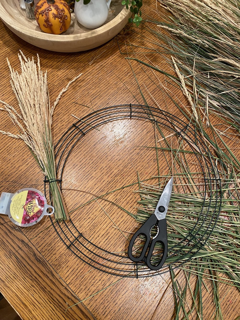 Fall Wreath with Flannel, Poms and Wood Beads — Your Site Title