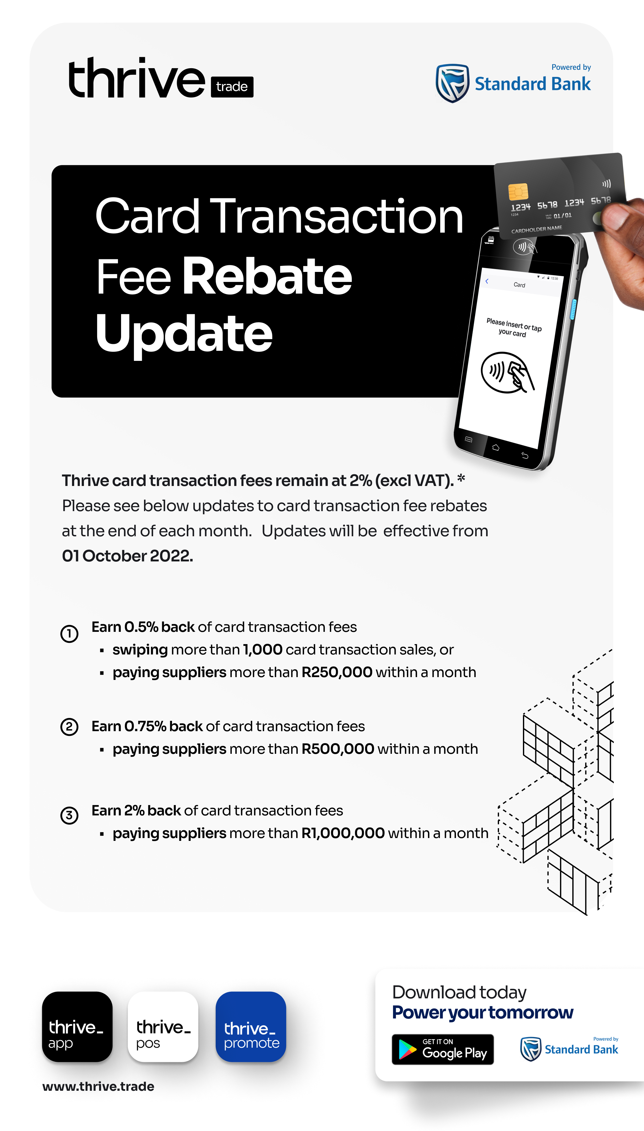 Rebate update — thrive trade