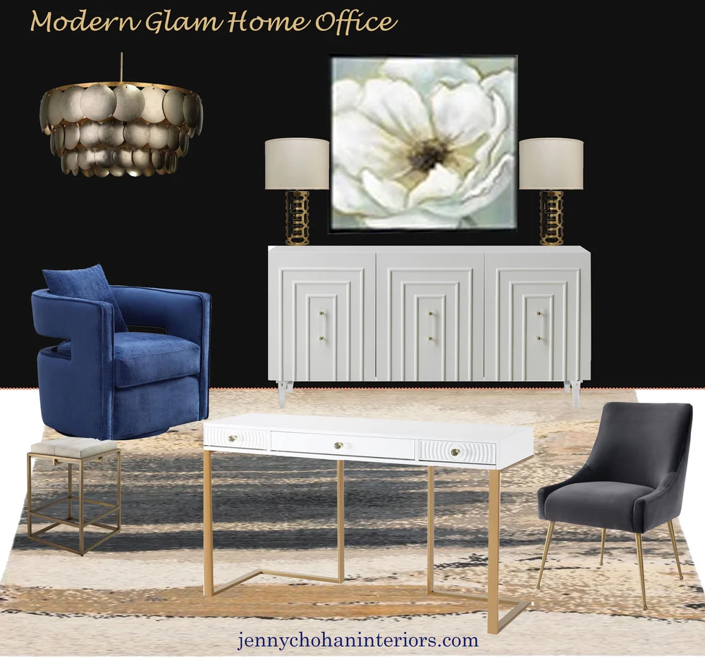 How to design a modern glam style home office — Jenny Chohan Interiors