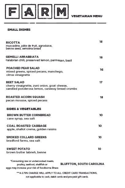 VEGETARIAN DINNER — FARM BLUFFTON