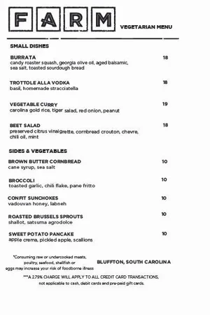 VEGETARIAN DINNER — FARM BLUFFTON