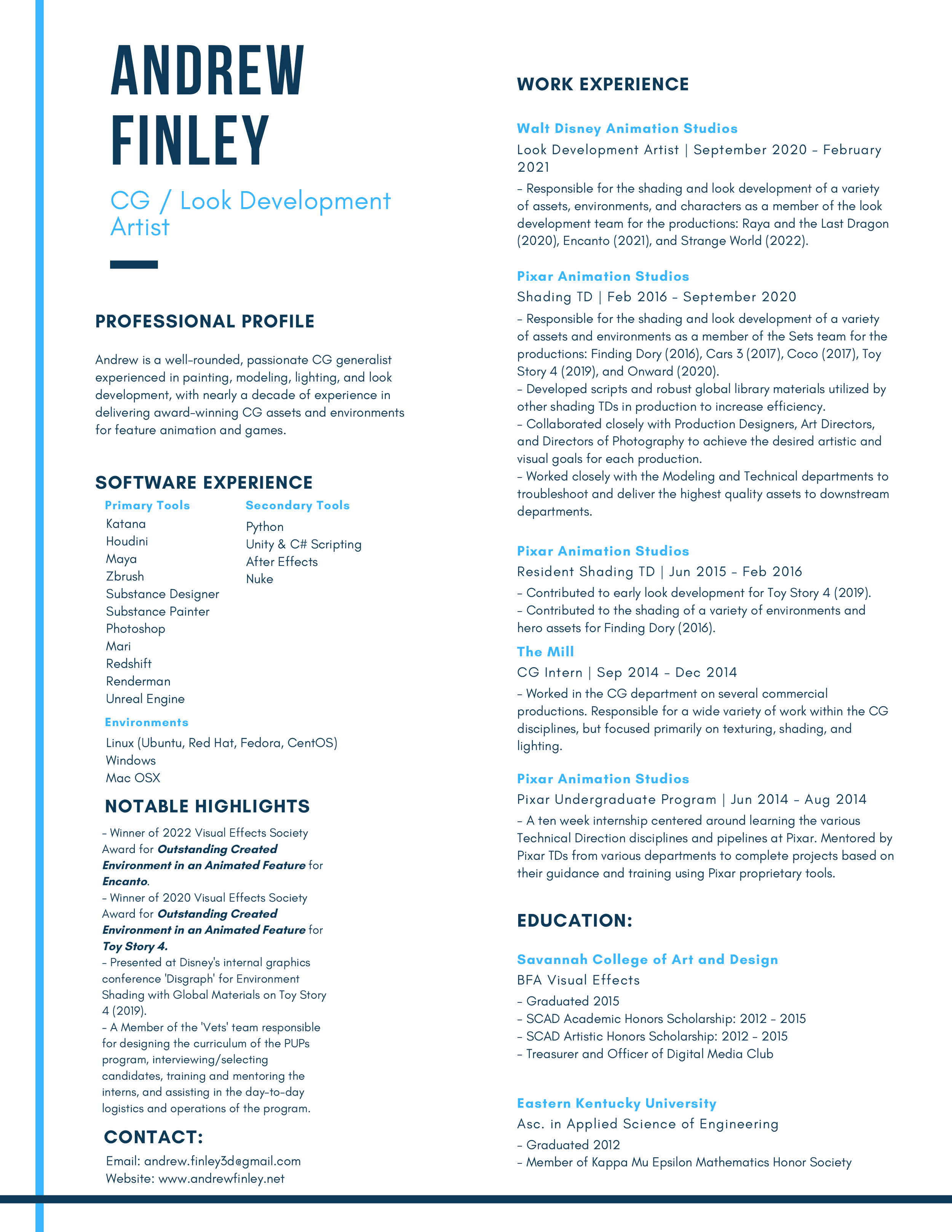 Resume — Andrew Finley | Director / CG Artist
