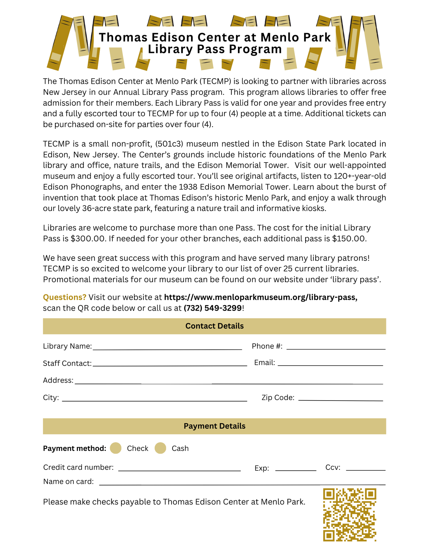 Library Pass Form — Thomas Edison Center at Menlo Park