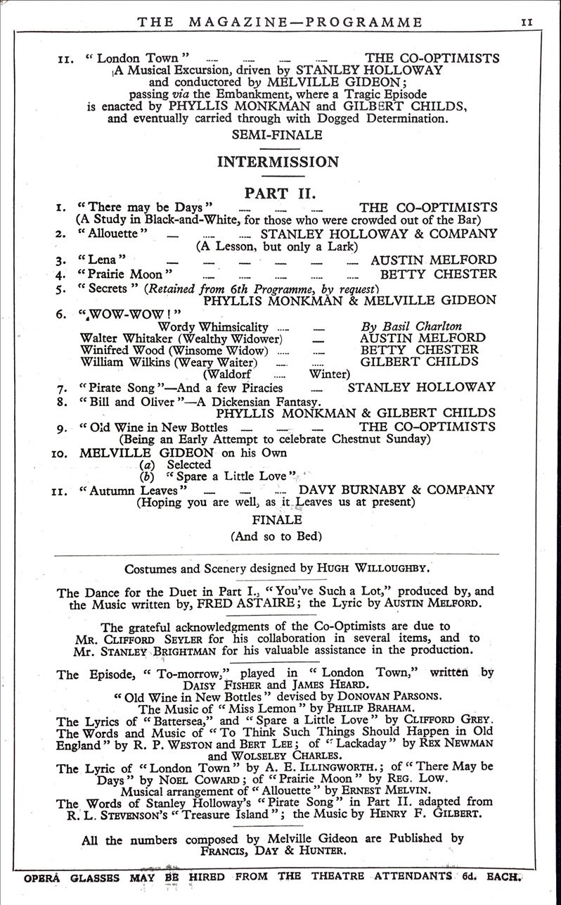 The Co-Optimists and Co-Coward — Noël Coward