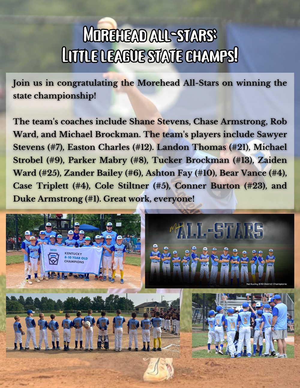 Morehead All-Stars: Little League State Champs! — Rowan County, Kentucky