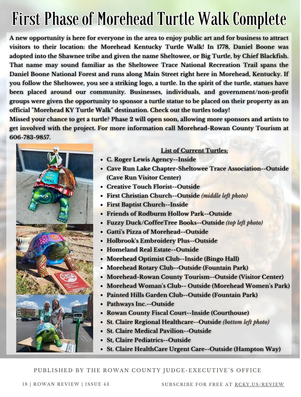 First Phase of Morehead Turtle Walk Complete — Rowan County, Kentucky