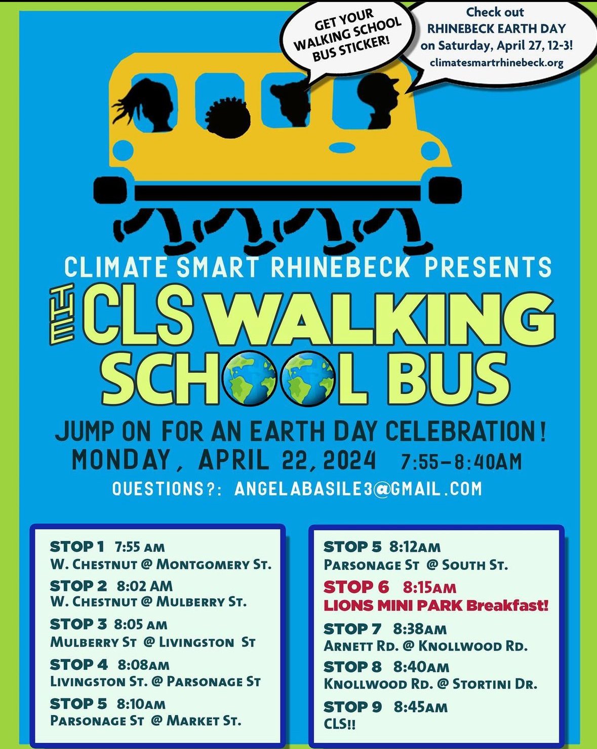 Walking School Bus: Earth Day — Climate Smart Rhinebeck: Village Task Force