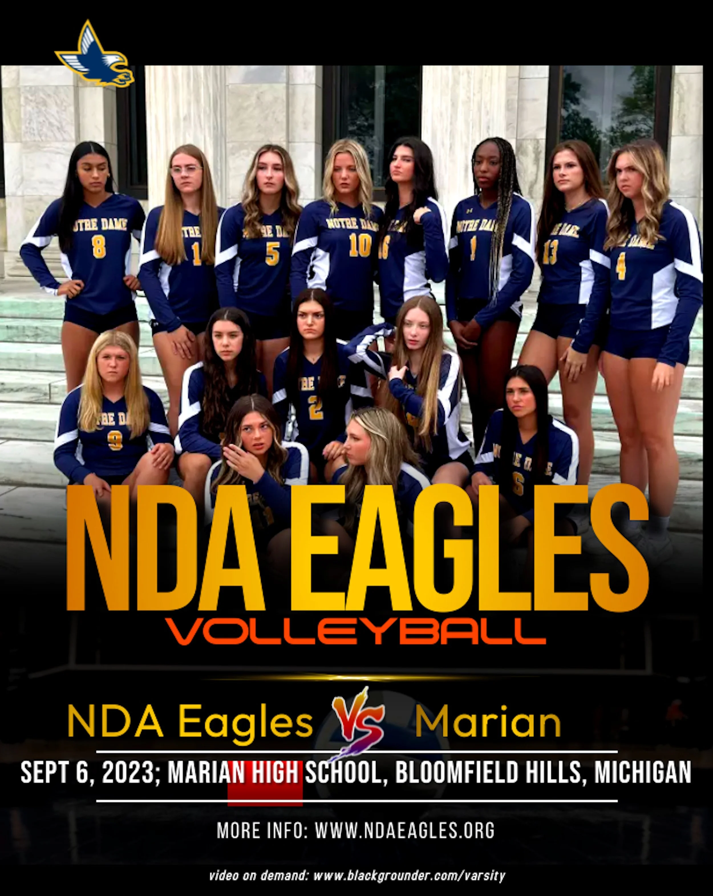 Notre Dame Eagles travel to Bloomfield Hills to play Marian Mustangs ...