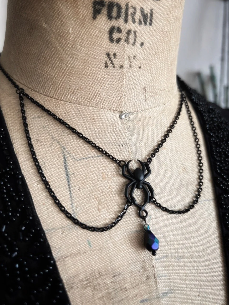 Widow's Web Necklace - Black Spider Chain Choker — Our Widow