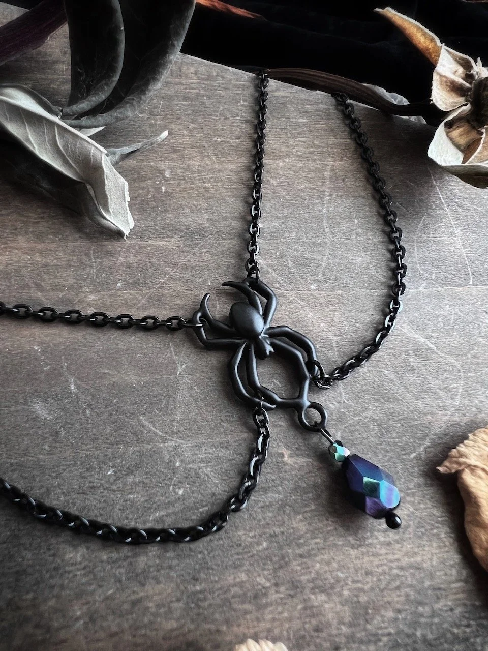 Widow's Web Necklace - Black Spider Chain Choker — Our Widow