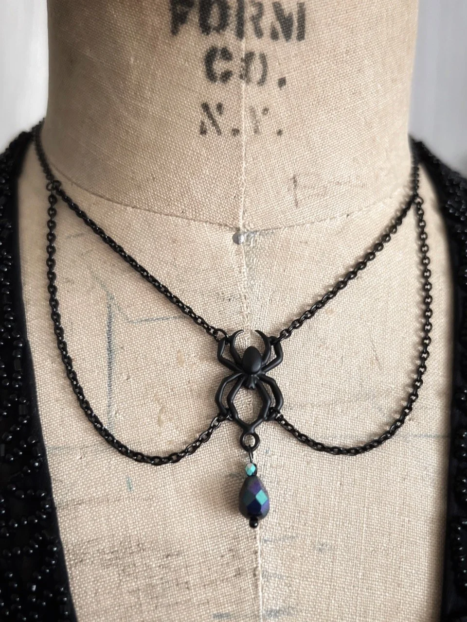 Widow's Web Necklace - Black Spider Chain Choker — Our Widow