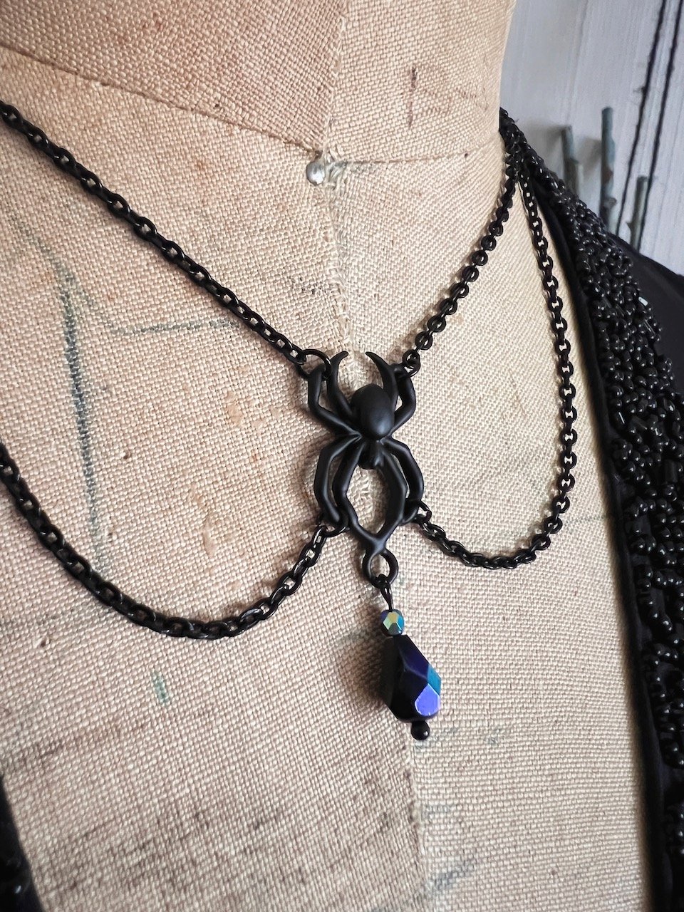 Widow's Web Necklace - Black Spider Chain Choker — Our Widow