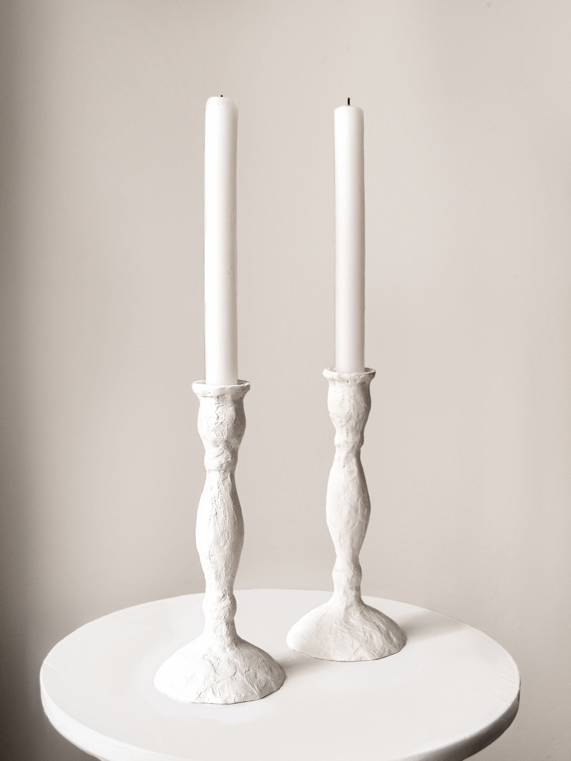 Vintage Pair of French Plaster Candlesticks - The Diarist