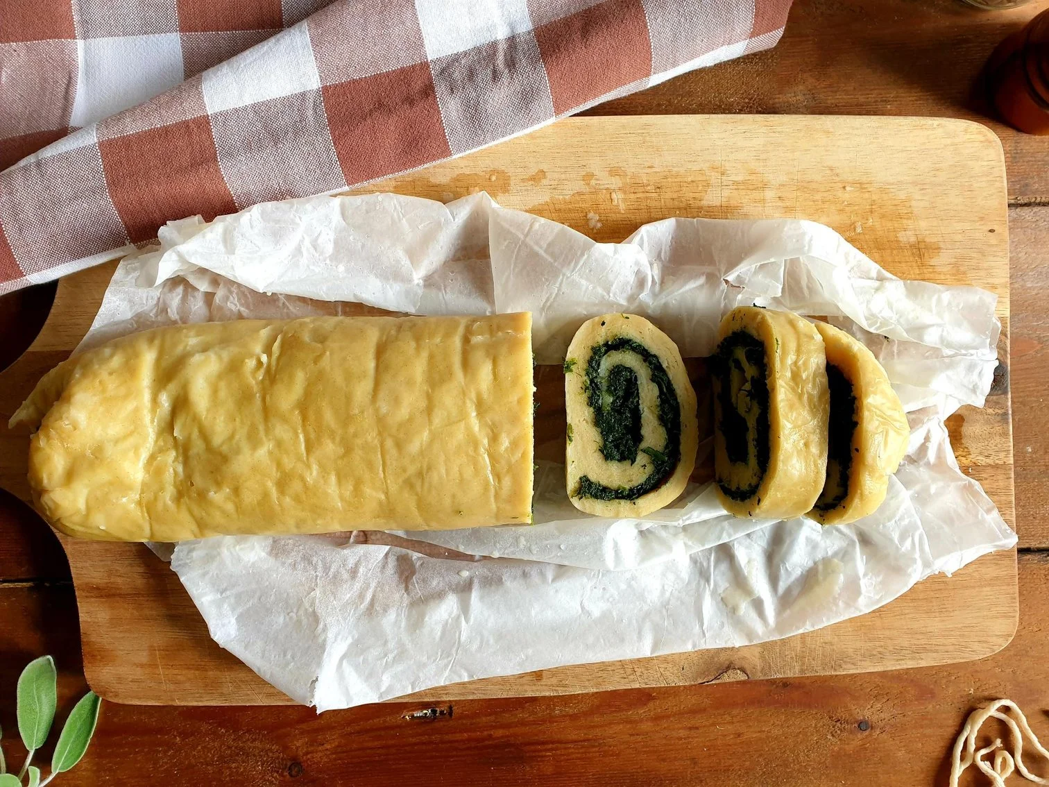 Spinach Roll made with Potato Gnocchi Dough Istrian Recipe — Beans & Sardines