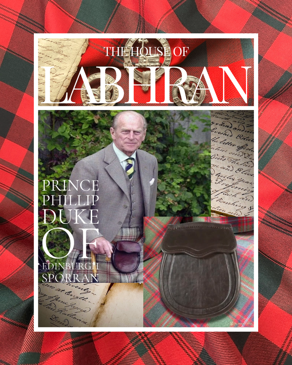 Vintage Pattern Prince Phillip Duke of Edinburgh Day Sporran