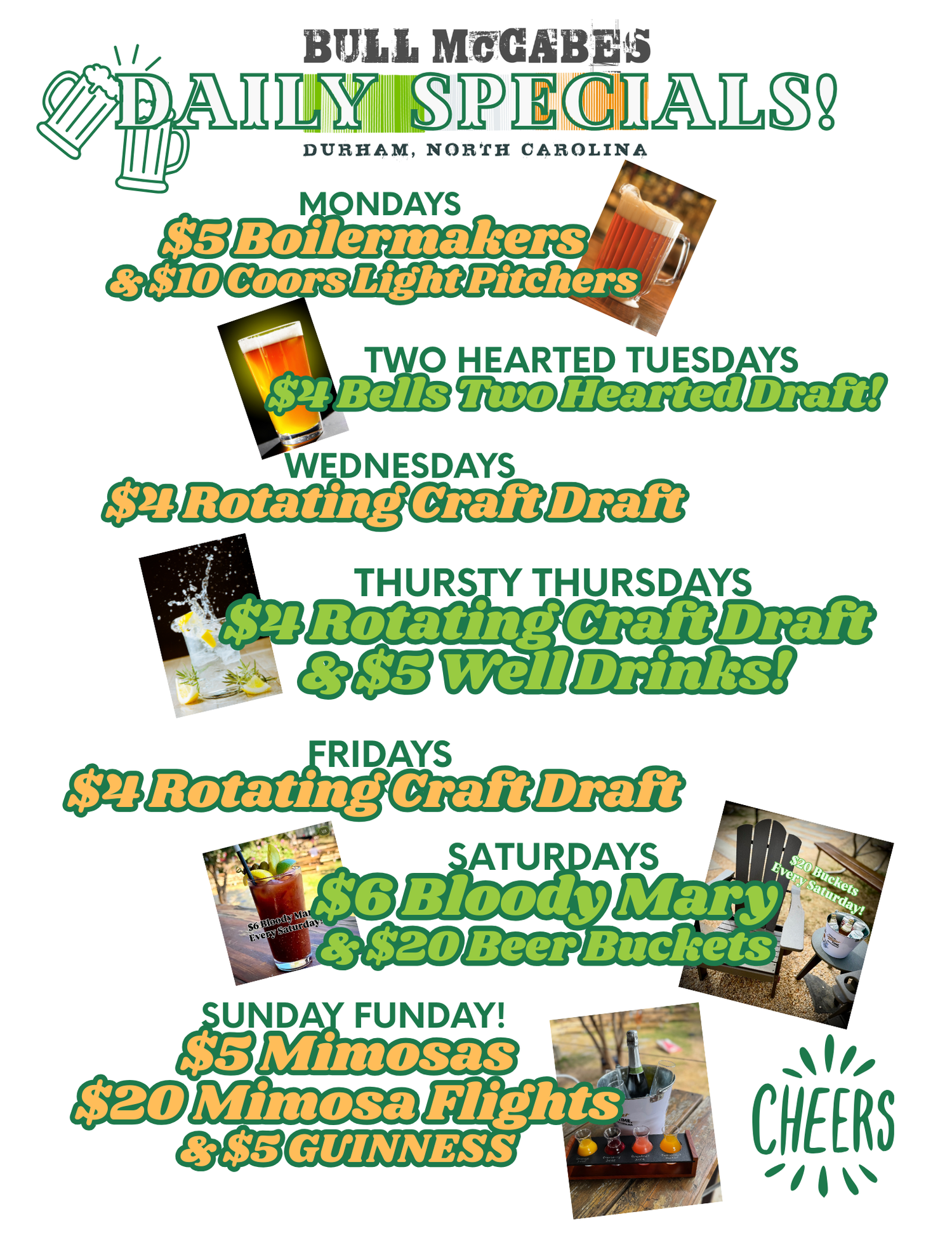 Drink Specials — BULL McCABE'S